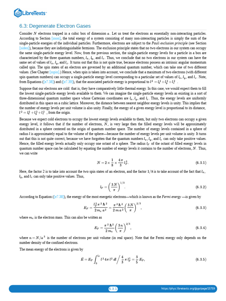 6.03 Degenerate Electron Gases | PDF | Spin (Physics) | Electron