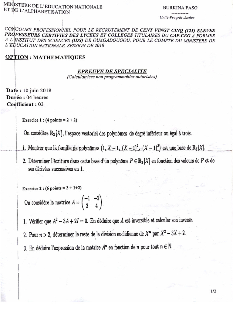 Sujets de CAPES | PDF