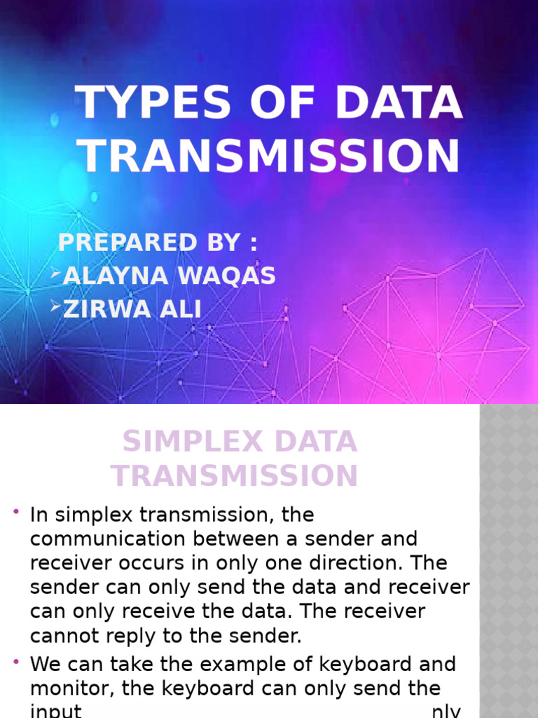 Types of Data Transmission | PDF | Duplex (Telecommunications) | Communication