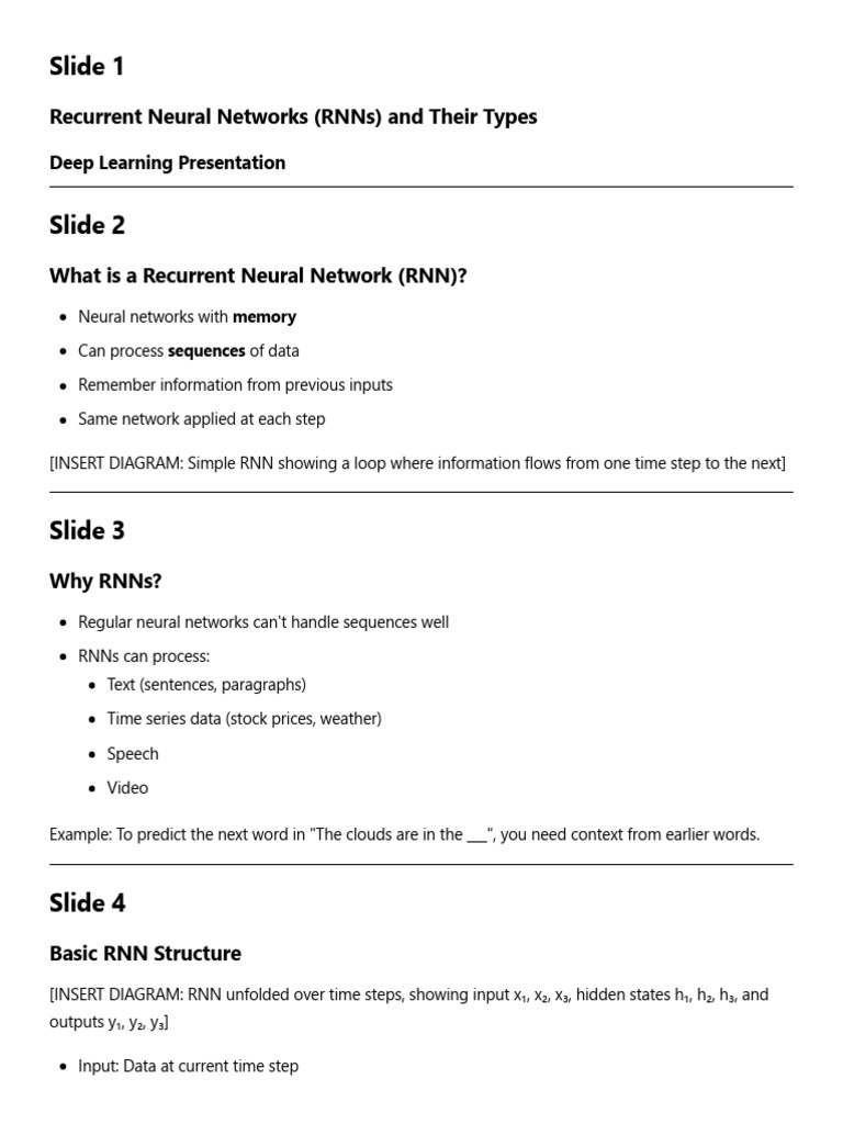 RNNs and Their Types - Simple Explanation | PDF | Learning | Computational Neuroscience