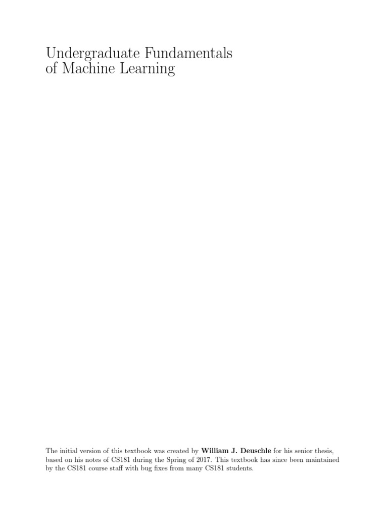 Undergraduate Fundamentals of Machine Learning | PDF | Errors And Residuals | Regression Analysis