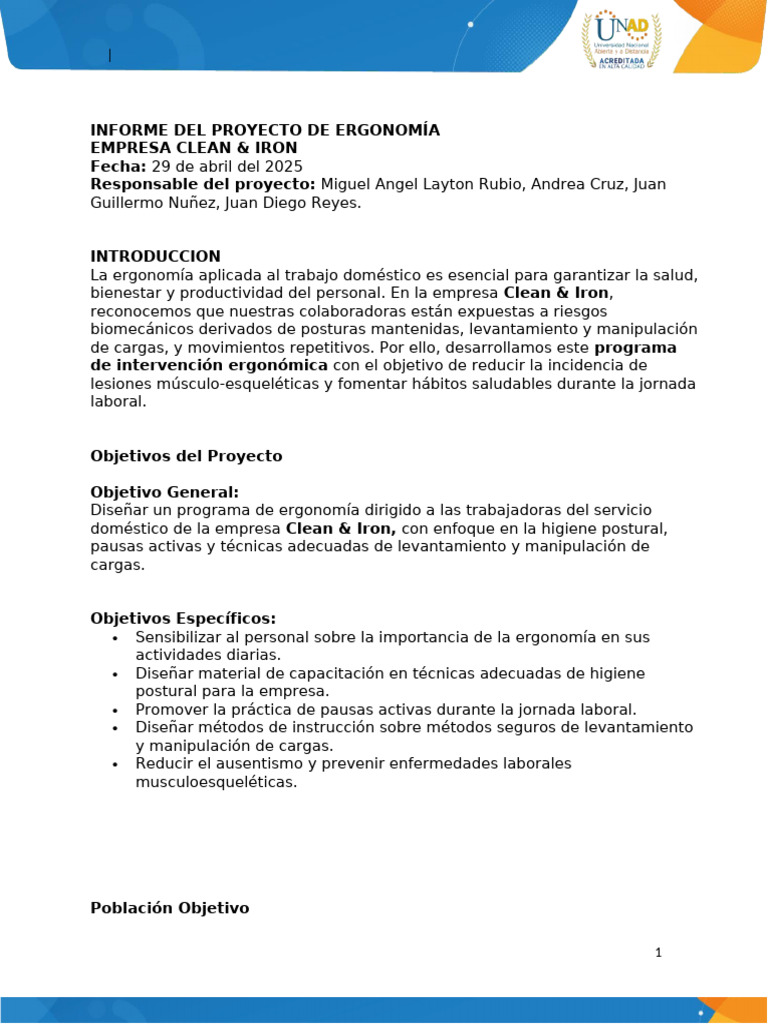 Informe Final de Proyecto de Ingenieria 2 | PDF | Dolor lumbar | Terapia física