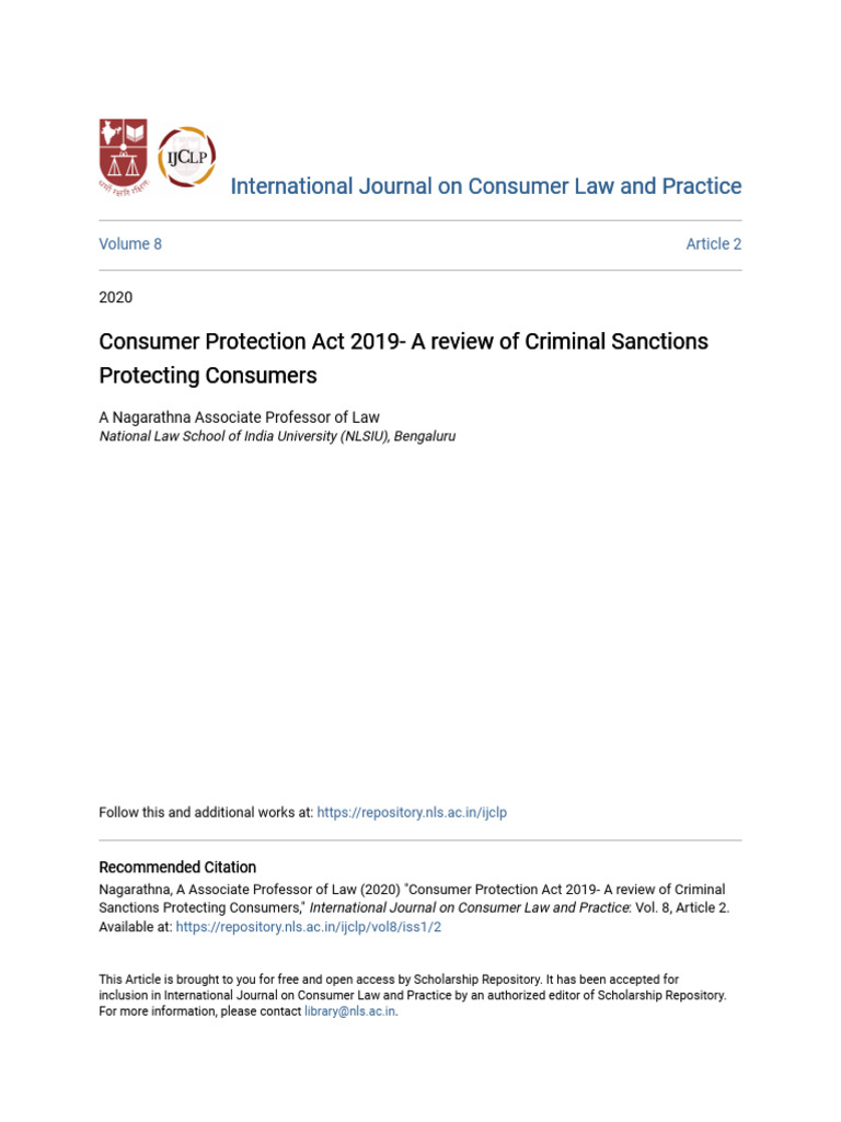 Consumer Protection Act 2019 - A Review of Criminal Sanctions Prot ...
