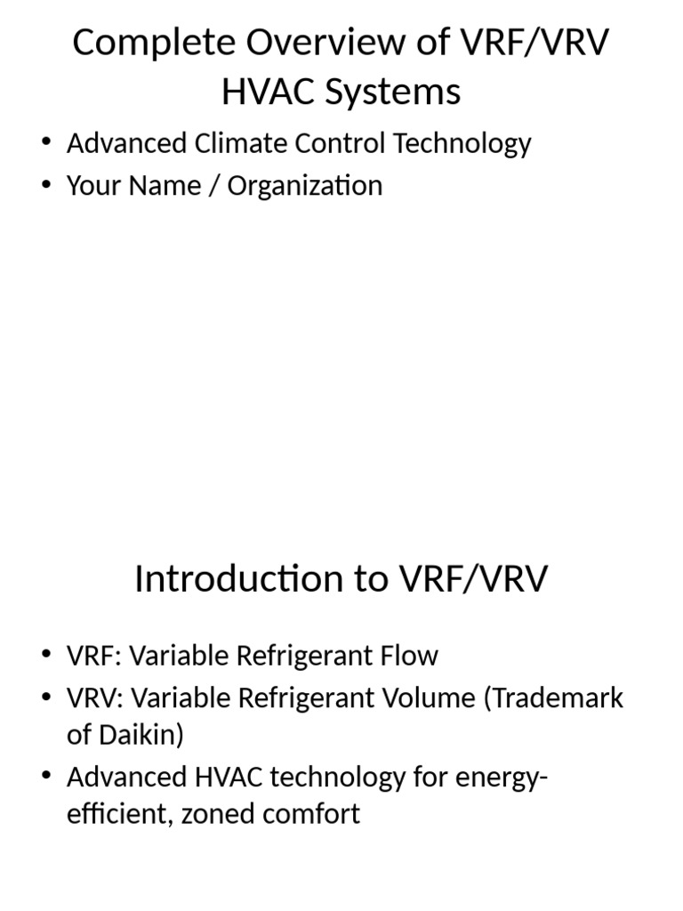 VRF/VRV HVAC Systems Overview | PDF