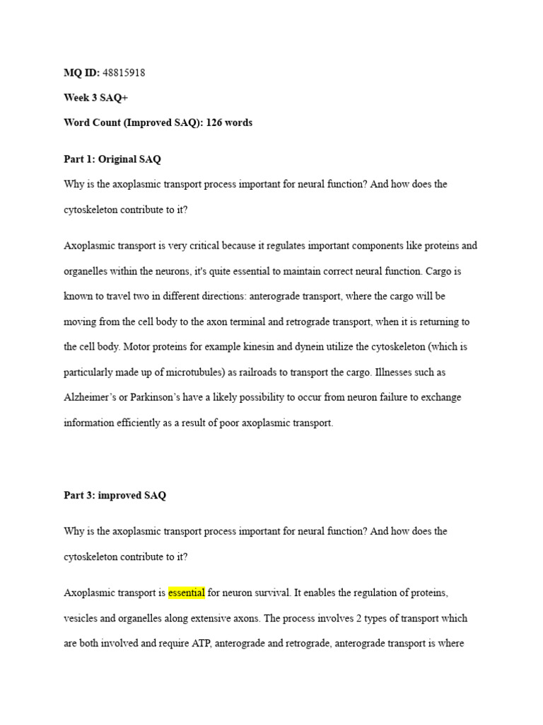 MQ Id: Week 3 SAQ+ Word Count (Improved SAQ) : 126 Words Part 1: Original SAQ | PDF