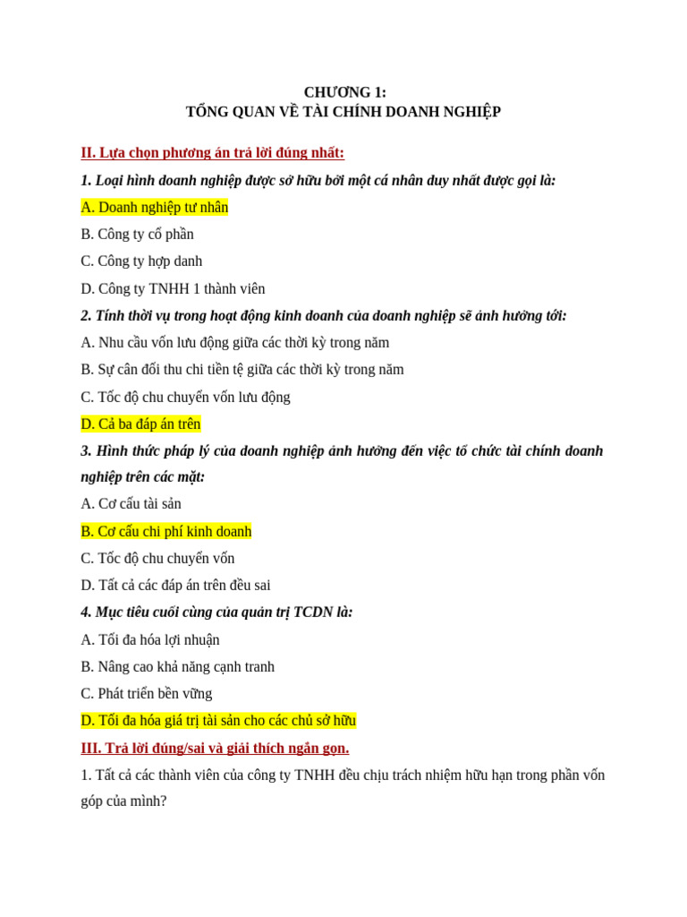 Bài tập TCDN 1 | PDF