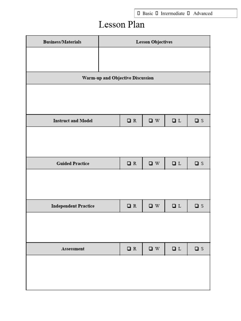 Lesson Plan Template - TESOL | PDF