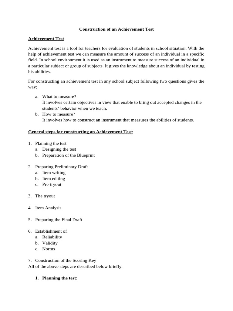 07 - Construction of An Achievement Test | PDF | Validity (Statistics ...