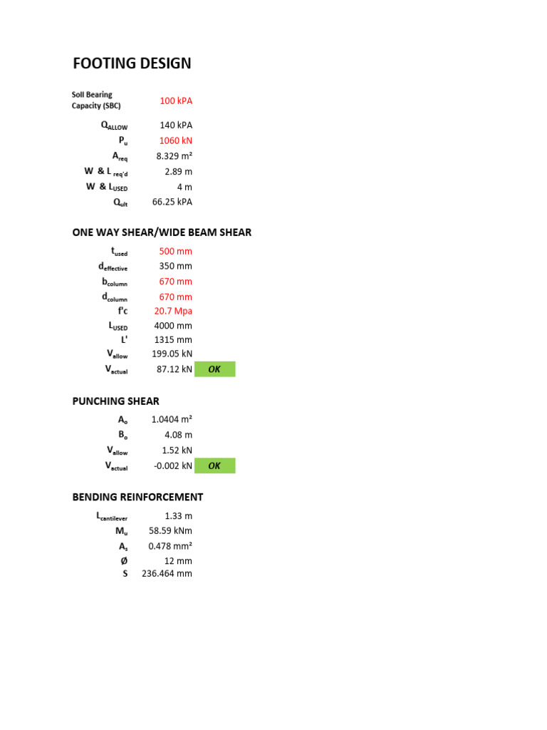 Footing Design: One Way Shear/Wide Beam Shear | PDF