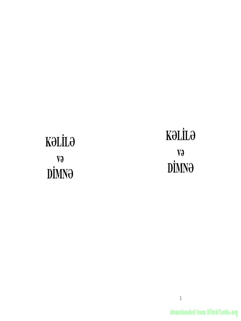 Kelile Ve Dimne | PDF