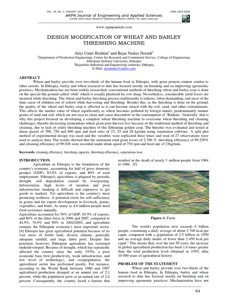 Design Modification of Wheat and Barley | PDF | Belt (Mechanical) | Wheat
