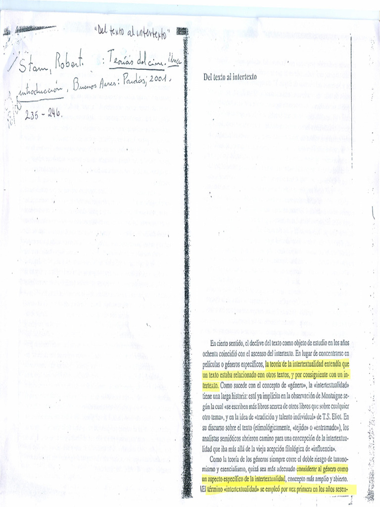 STAM, Robert, Del Texto Al Intertexto | PDF