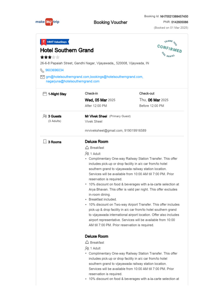 Booking Confirmation Voucher | PDF