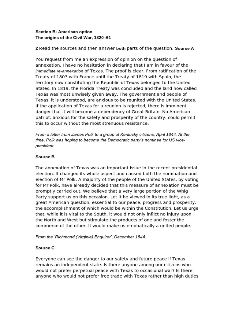 AS History Paper 1 Question | PDF | Federal Government Of The United ...