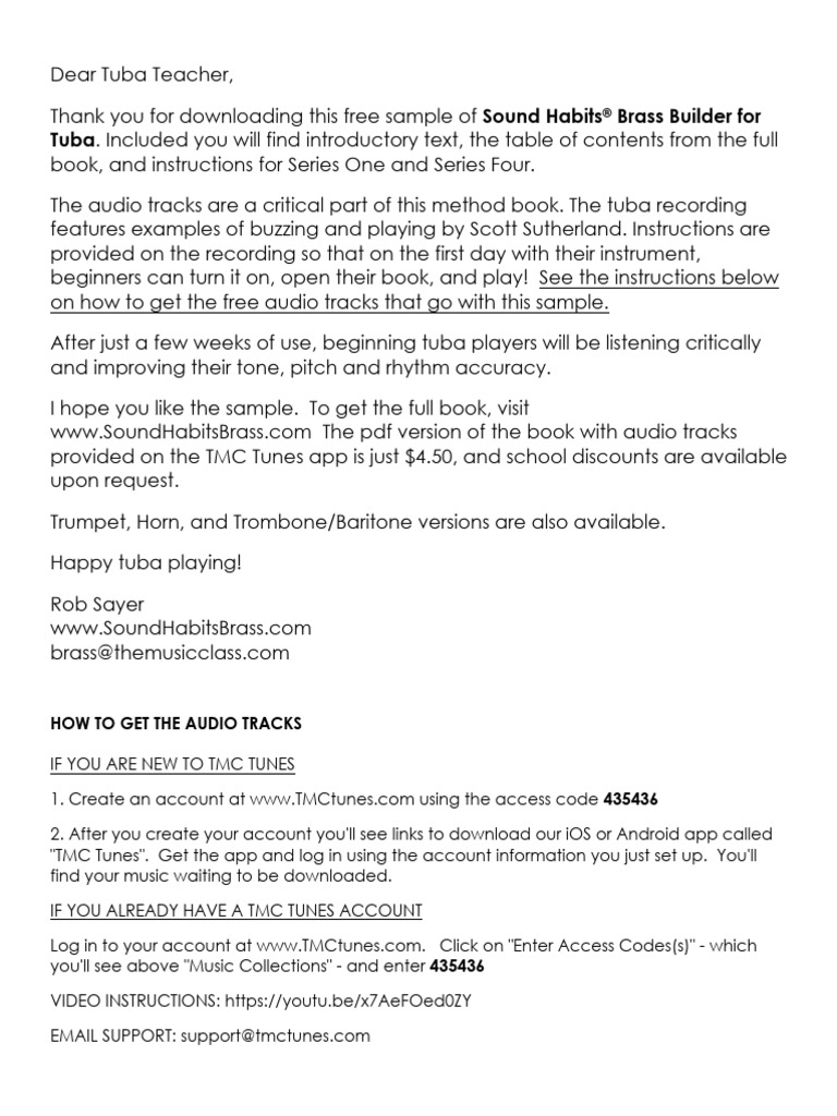 Free Tuba Method Sample Download | PDF | Brass Instruments | Tuba
