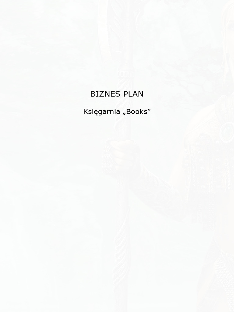 Biznes Plan - Księgarnia Books | PDF