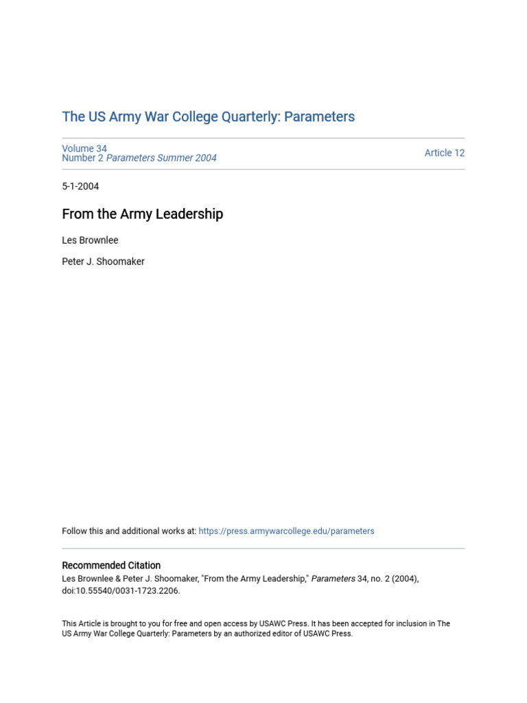 From The Army Leadership | PDF | Division (Military) | Military