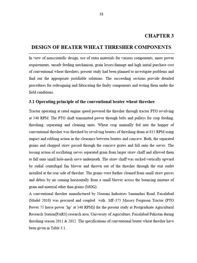 Design of Beater Wheat Thresher Componen | PDF | Belt (Mechanical ...
