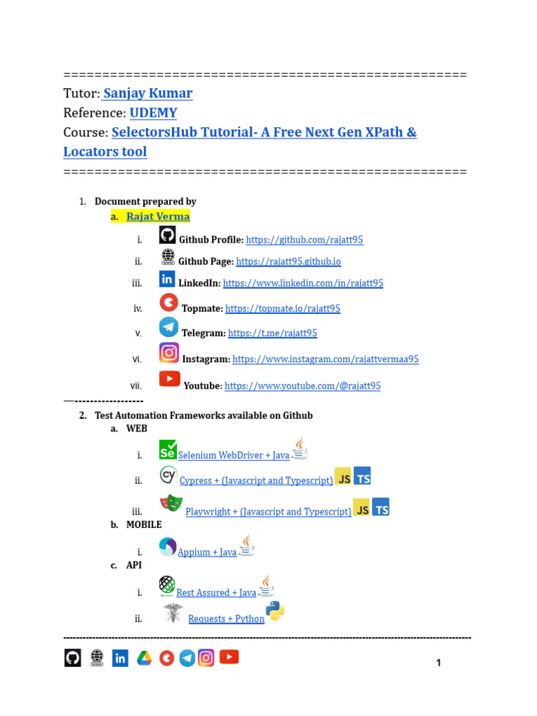 UDEMY_SK_SelectorsHub Tutorial- A Free Next Gen XPath & Locators Tool | PDF | Html Element ...