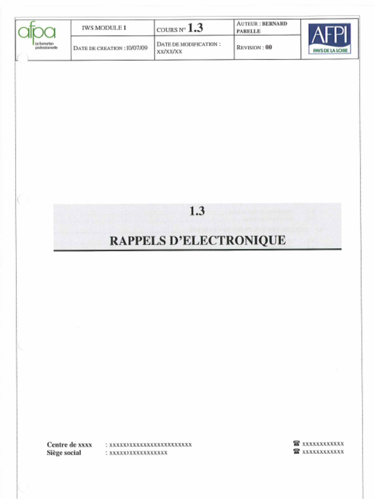 1.3 Rappels D'electronique | PDF