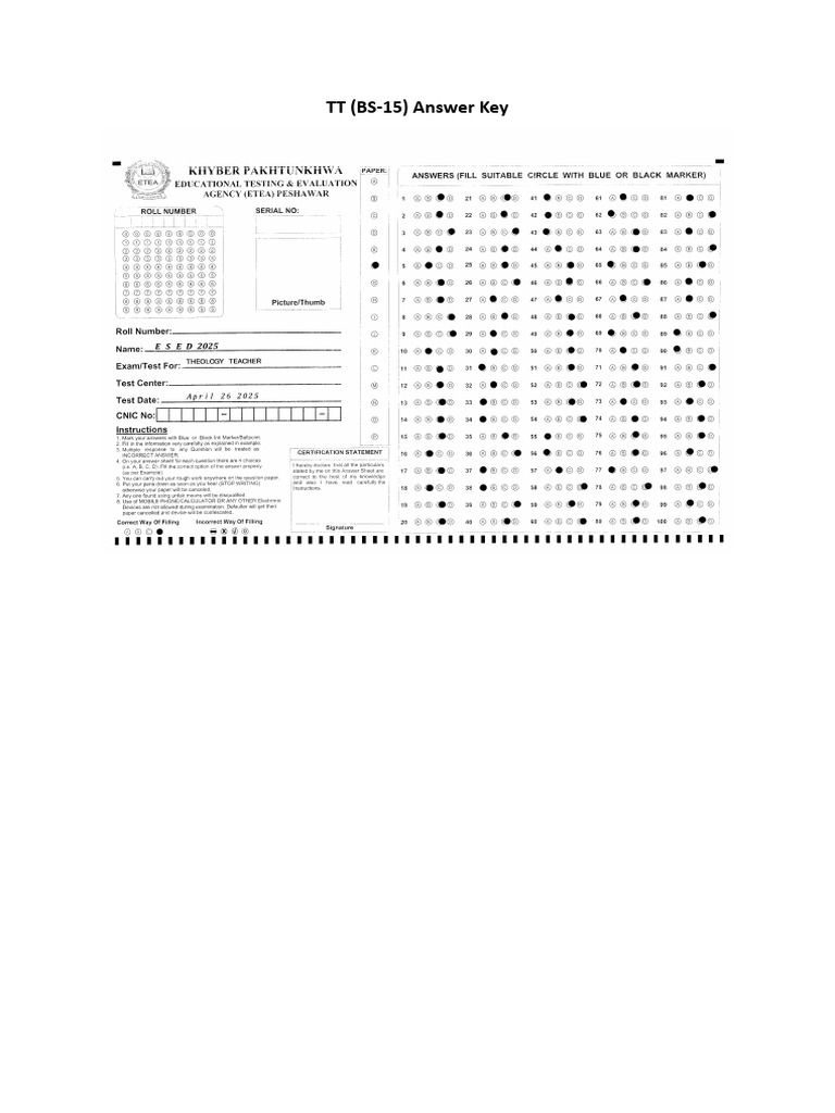 TXR Answer Sheet | PDF