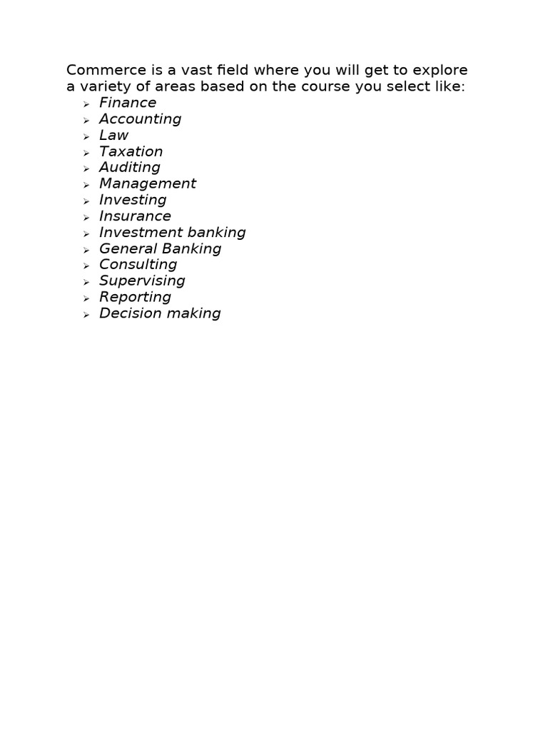 Exploring Careers in Commerce Fields | PDF