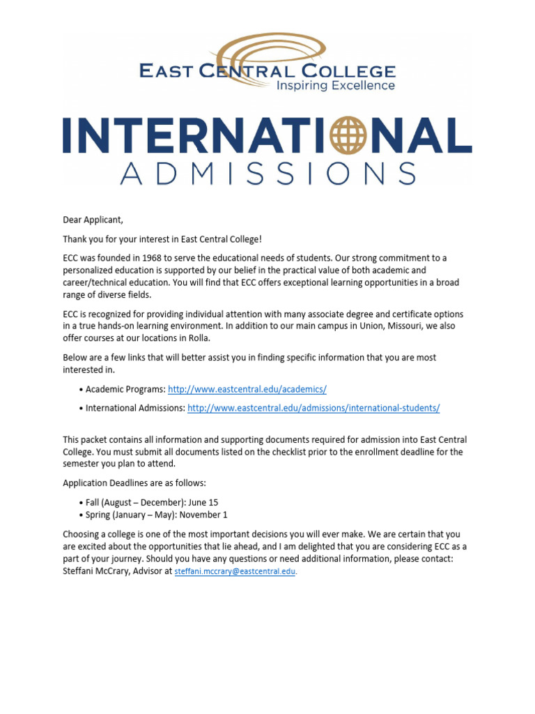 International Admissions Packet 2024 | PDF | Tuberculosis | University ...