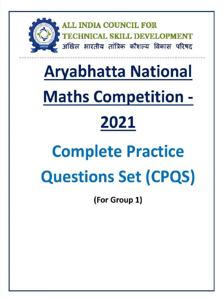 PDF Aryabhatta National Maths Competition 2021 Complete Practice ...