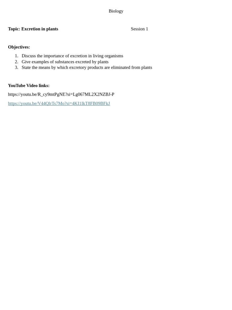 Excretion in Plants and Animals Explained | PDF | Kidney | Excretion