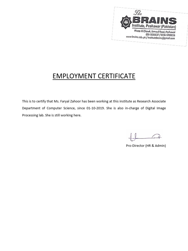 Employment Certificate | PDF