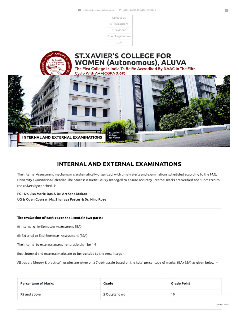 INTERNAL AND EXTERNAL EXAMINATIONS _ St. Xaviers College for Women ...