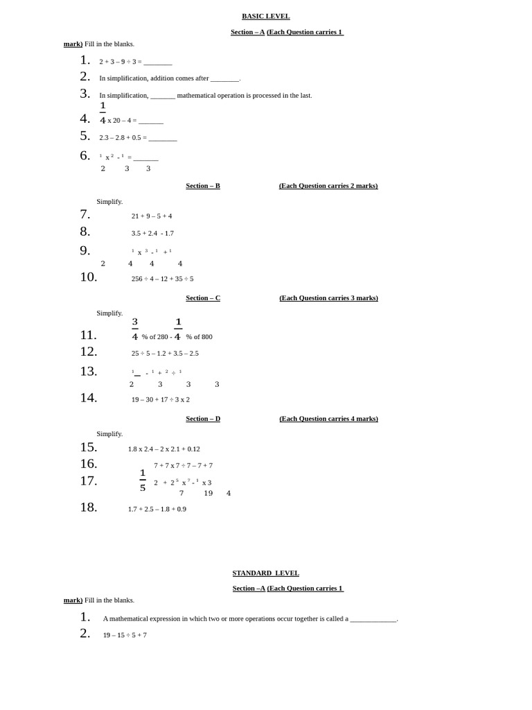 Worksheet-Simplification of Numerical | PDF | Computer Programming