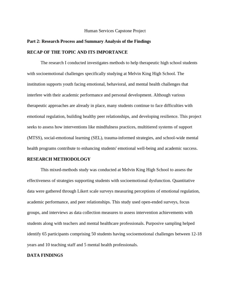 Human Services Capstone Project Final | PDF | Mental Health | Mindfulness