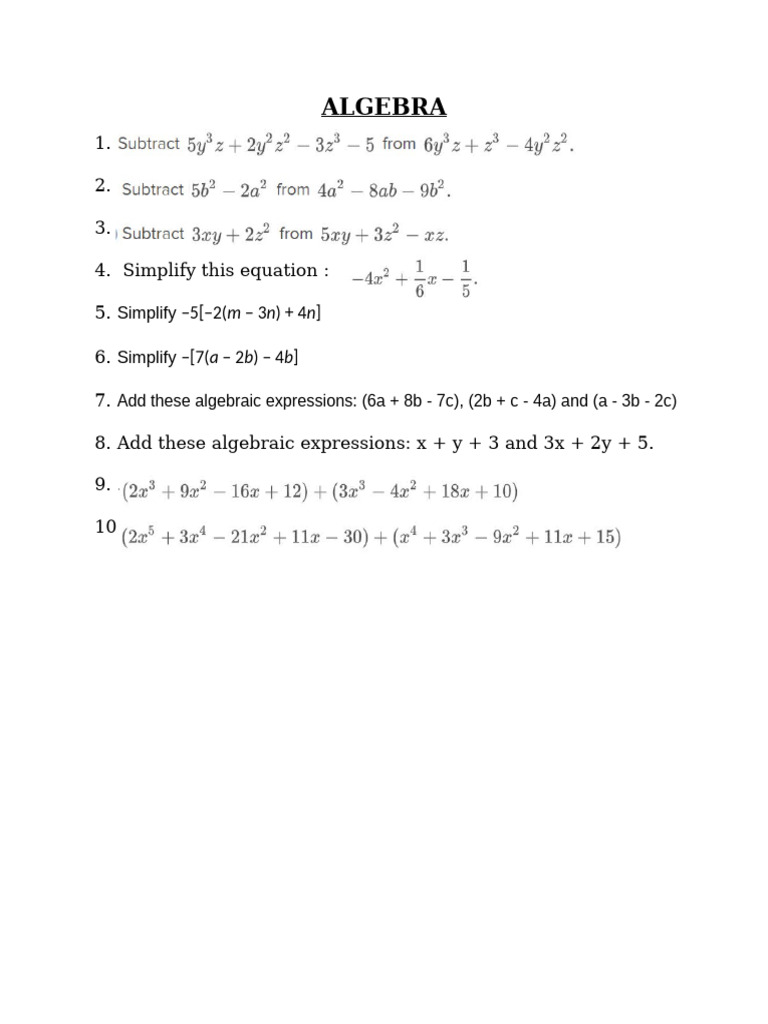 Algebra Grade 7 | PDF