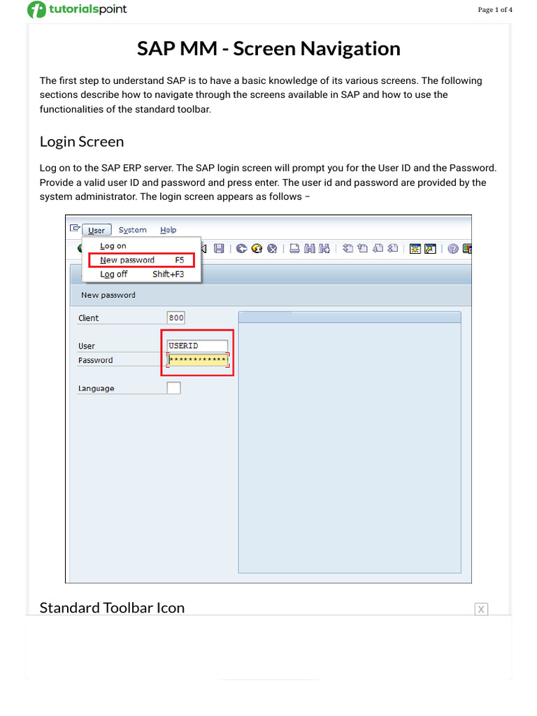 SAP MM - Screen Navigation | PDF | Login | Window (Computing)