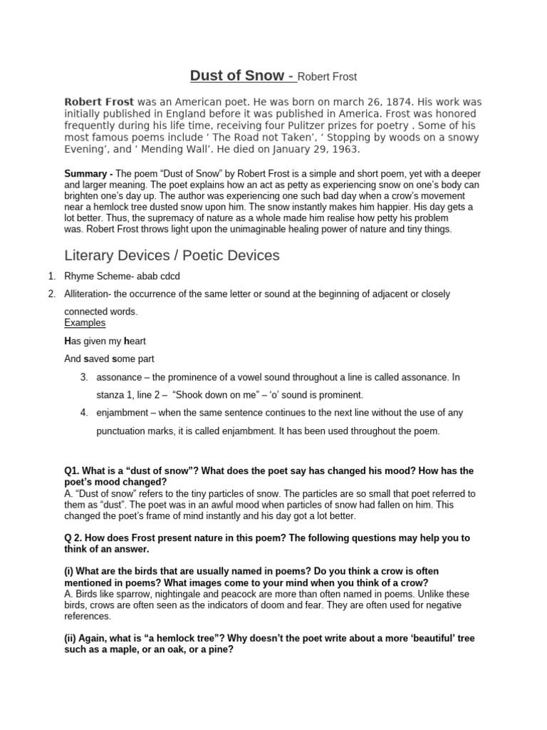 Poetic Devices in Frost's Poems | PDF | Poetry