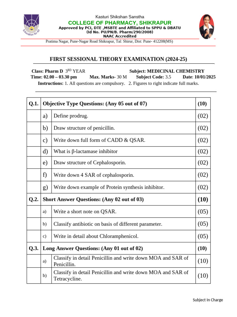 Med Chem 1st Sess | PDF