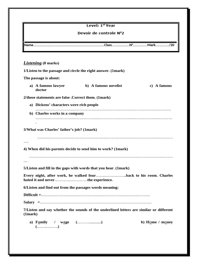 1st Form Test2 (4) .Doc Version 1 | PDF | English Language | Human ...