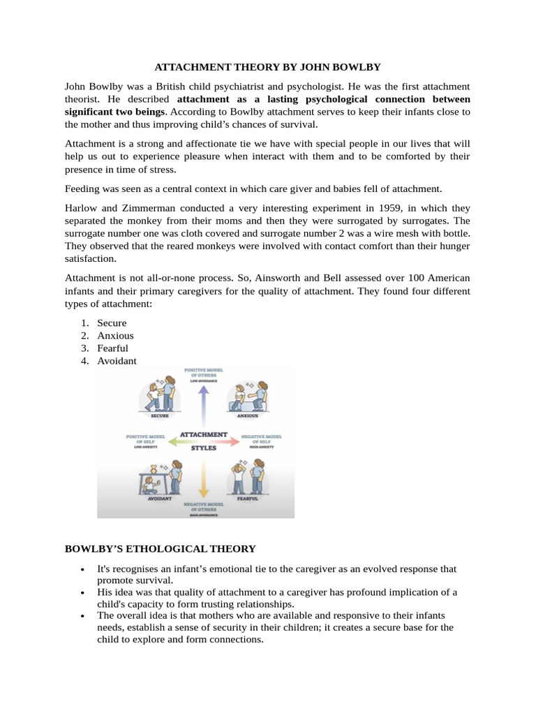 Attachment Theory By John Bowlby Pdf Attachment Theory Infants