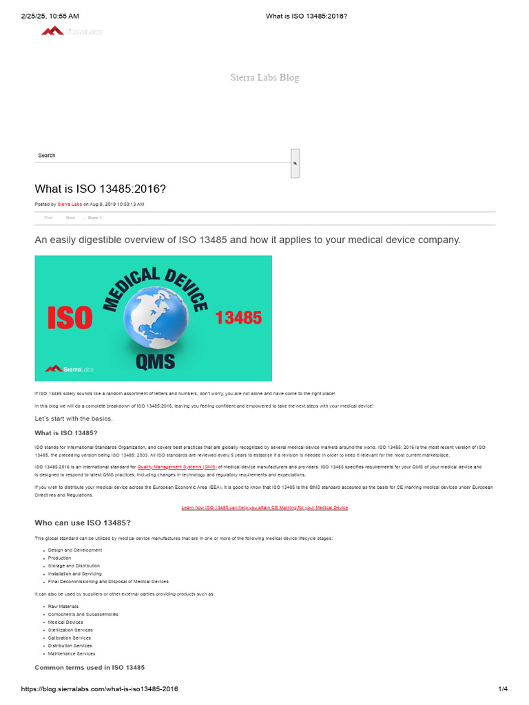 Overview of ISO 13485:2016 Standards | PDF | Quality Management System ...