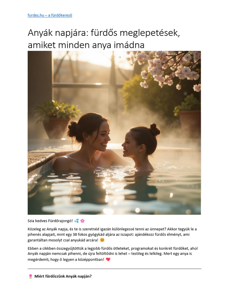 Anyák Napjára: Fürdős Meglepetések, Amiket Minden Anya Imádna | PDF