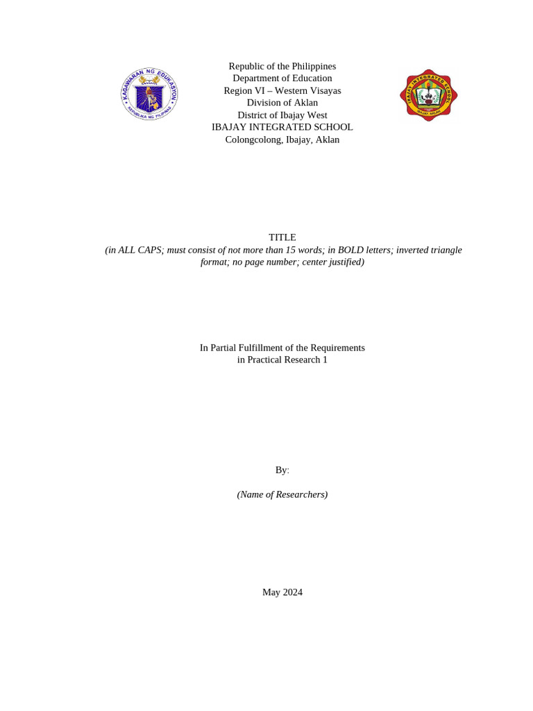 PR1 Cover Page References Format | PDF