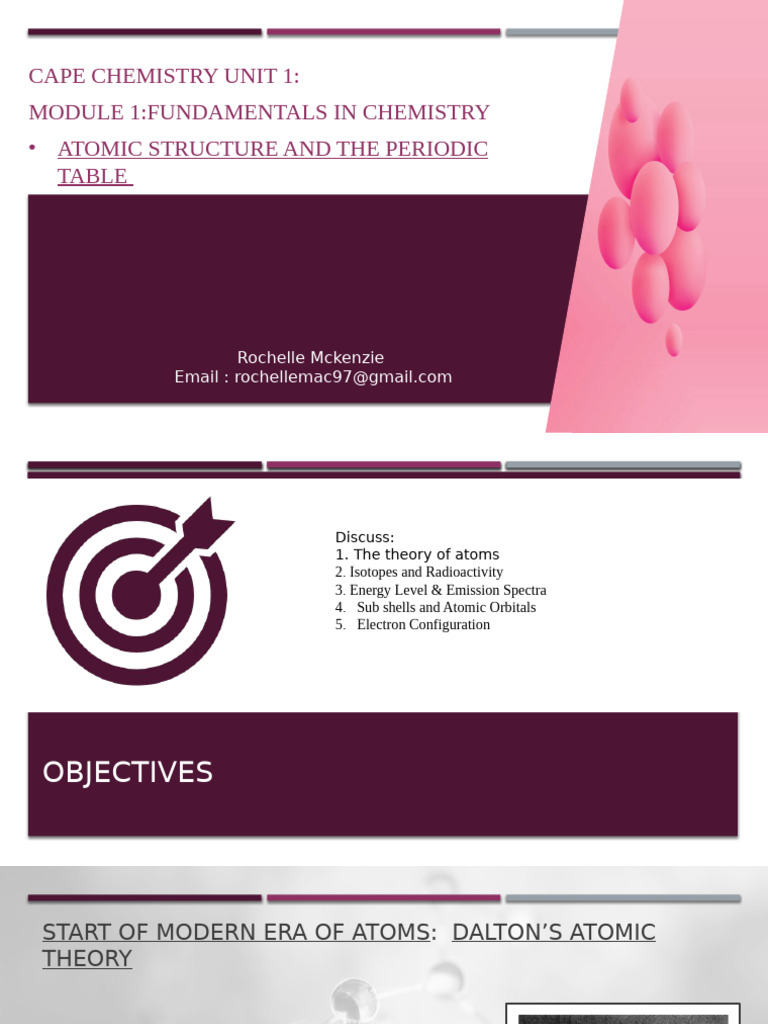 Cape Chemistry Unit 1 Module 1 | PDF | Atoms | Radioactive Decay