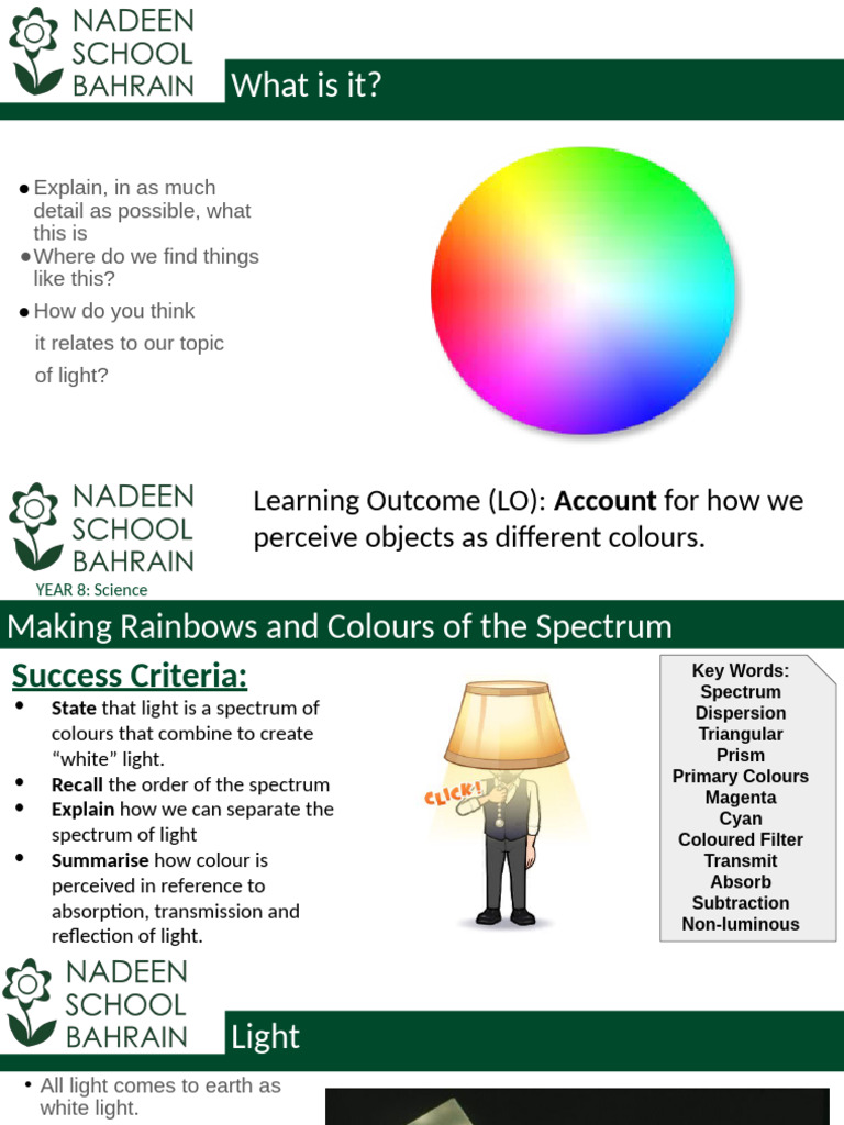 Lesson 3 - Colour and Spectrum | PDF | Color | Optical Filter