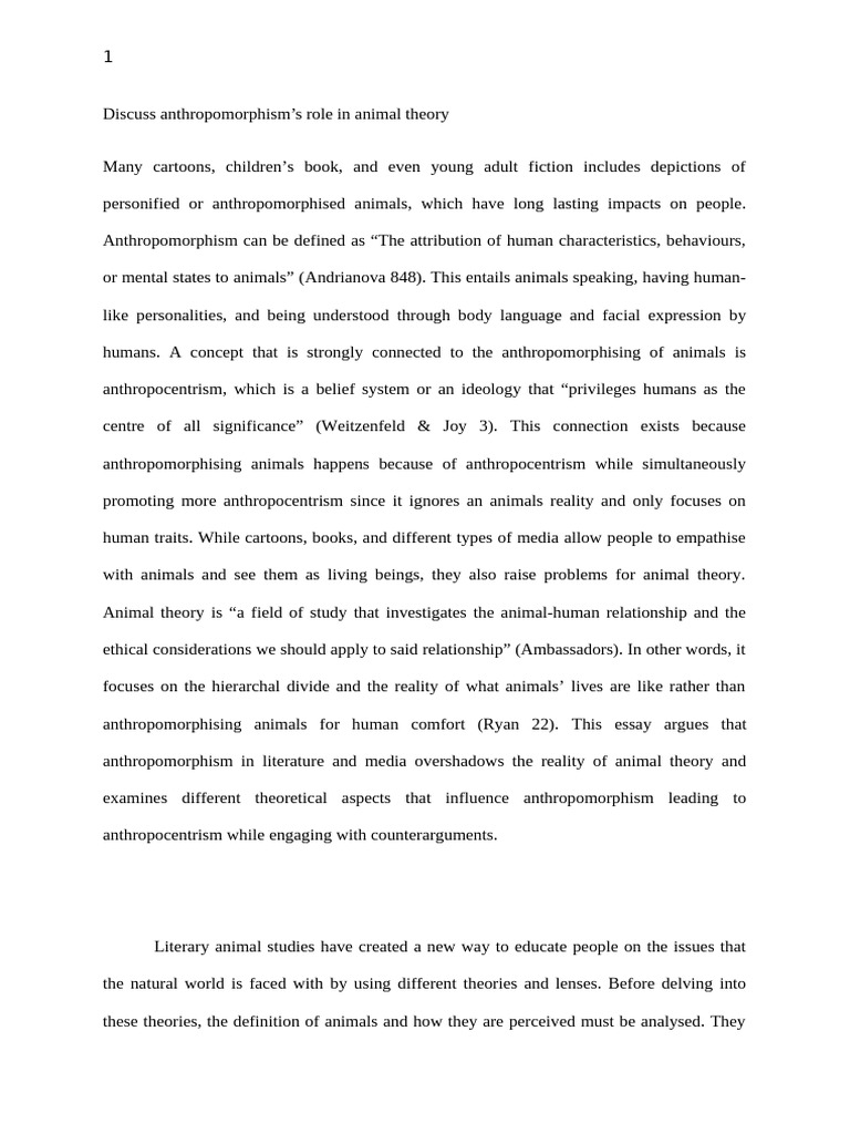 Anthropomorphisms Role in Animal Theory | PDF | Anthropomorphism | Theory