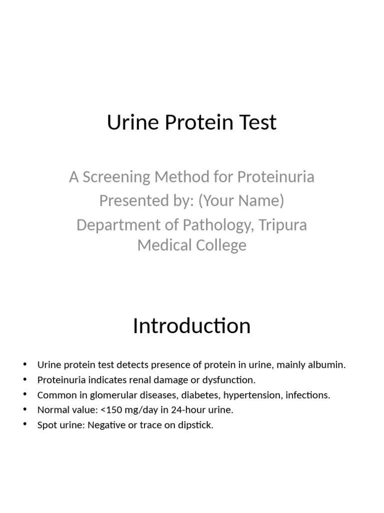 Urine Protein Test: Detecting Proteinuria | PDF