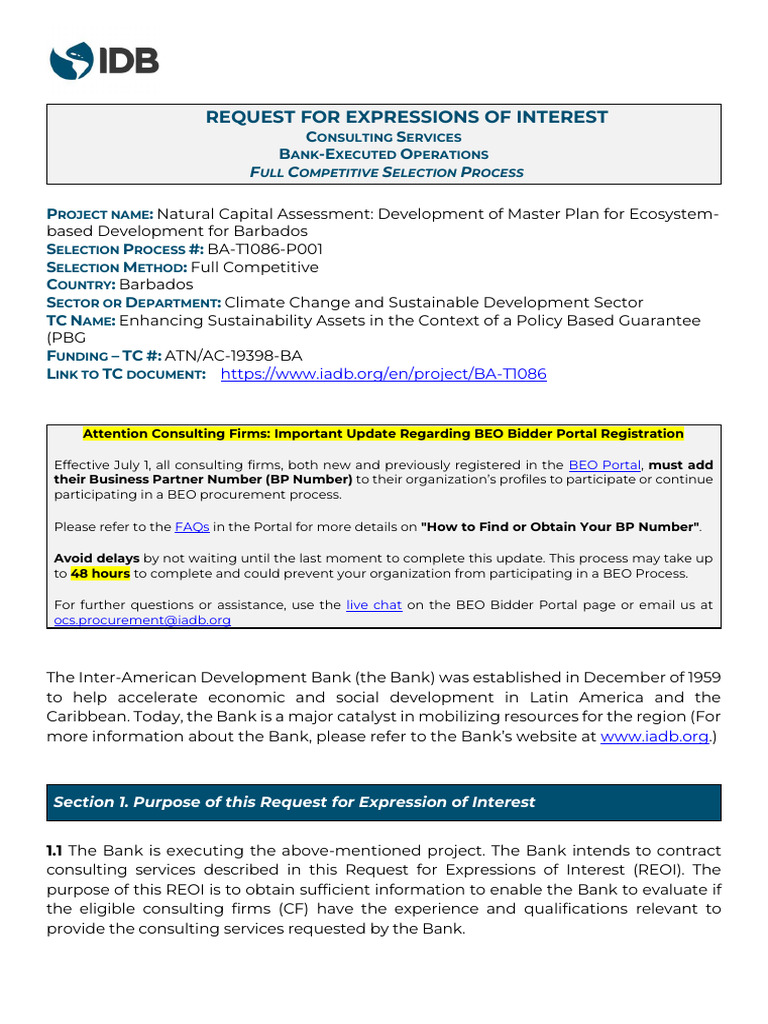 BA-T1086-P001 - REOI Final | PDF | Climate Resilience | Sustainability