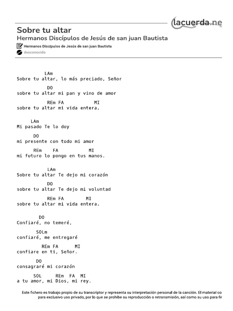 Sobre Tu Altar | PDF