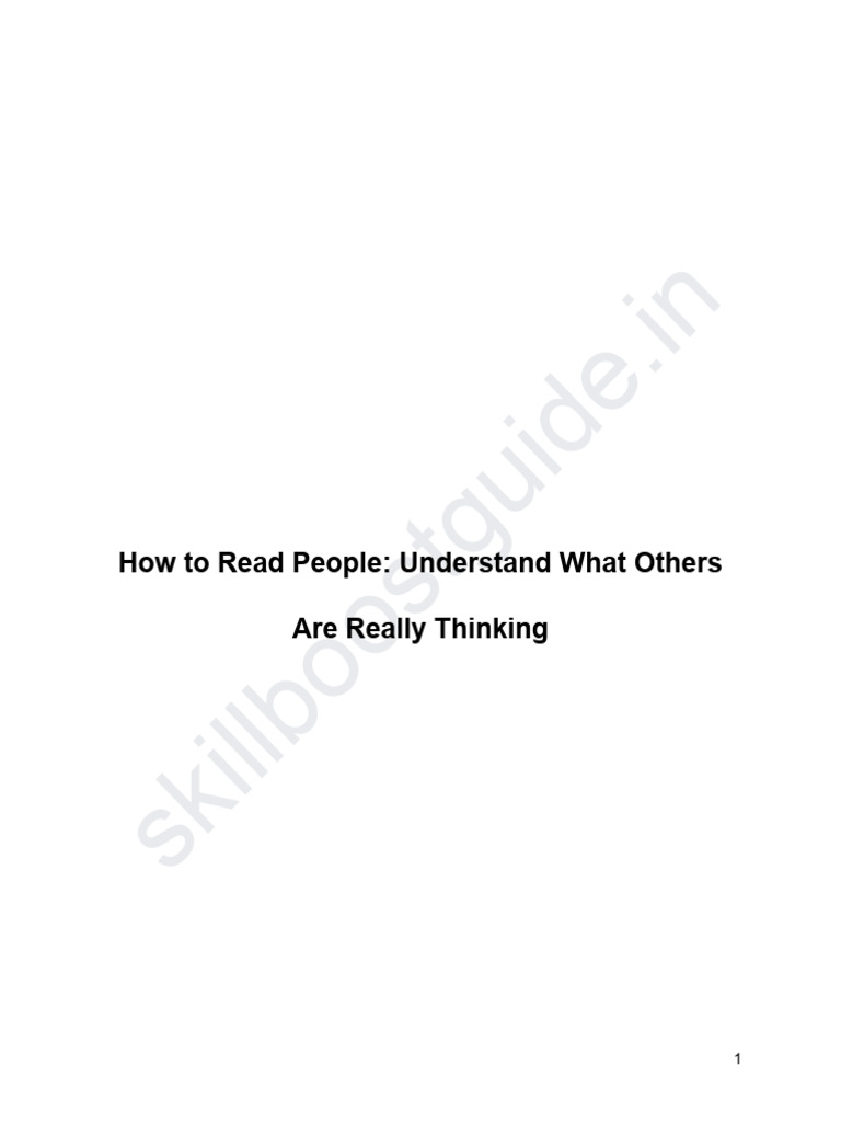 How To Read People - Understand What Others Are Really Thinking | PDF