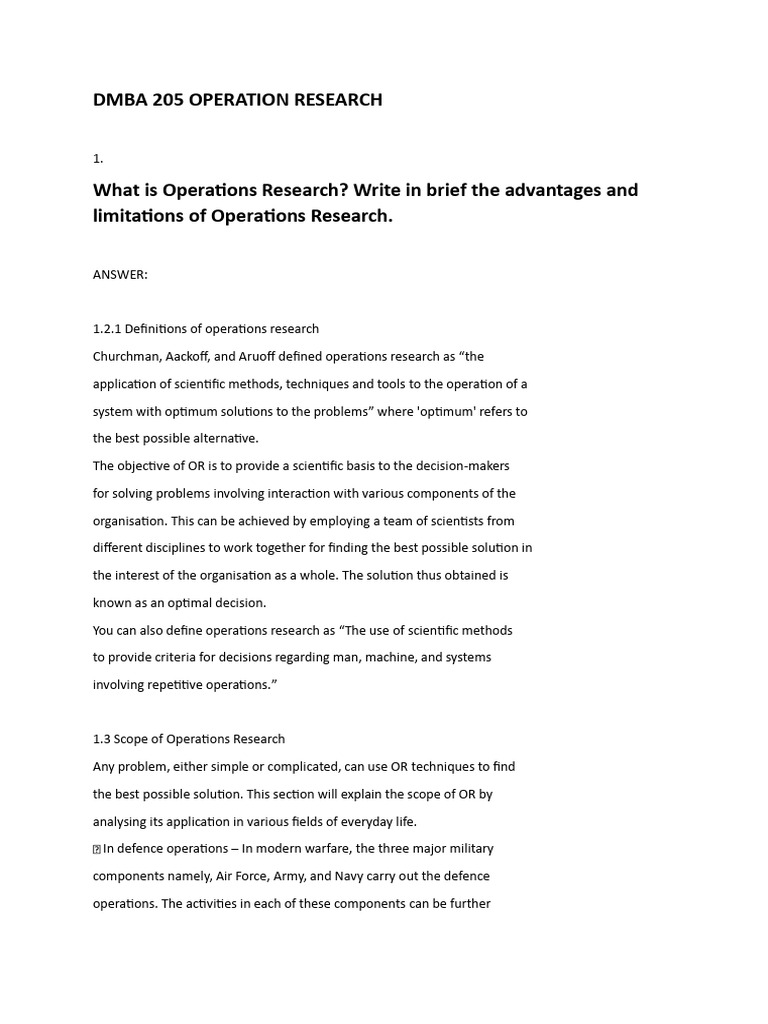 Limitations of Operations Research | PDF | Operations Research ...
